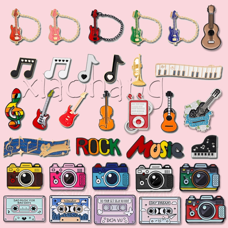 32 Styles Musical Instrument Pins Guitar Violin Enamel Brooches Pin ...