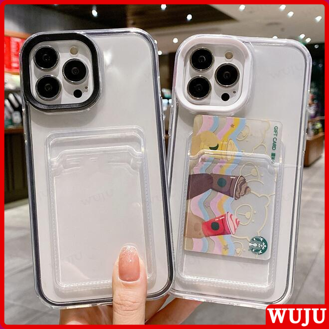 WUJU 3-in-1 Candy Transparent Card Holder Shockproof Phone Case ...