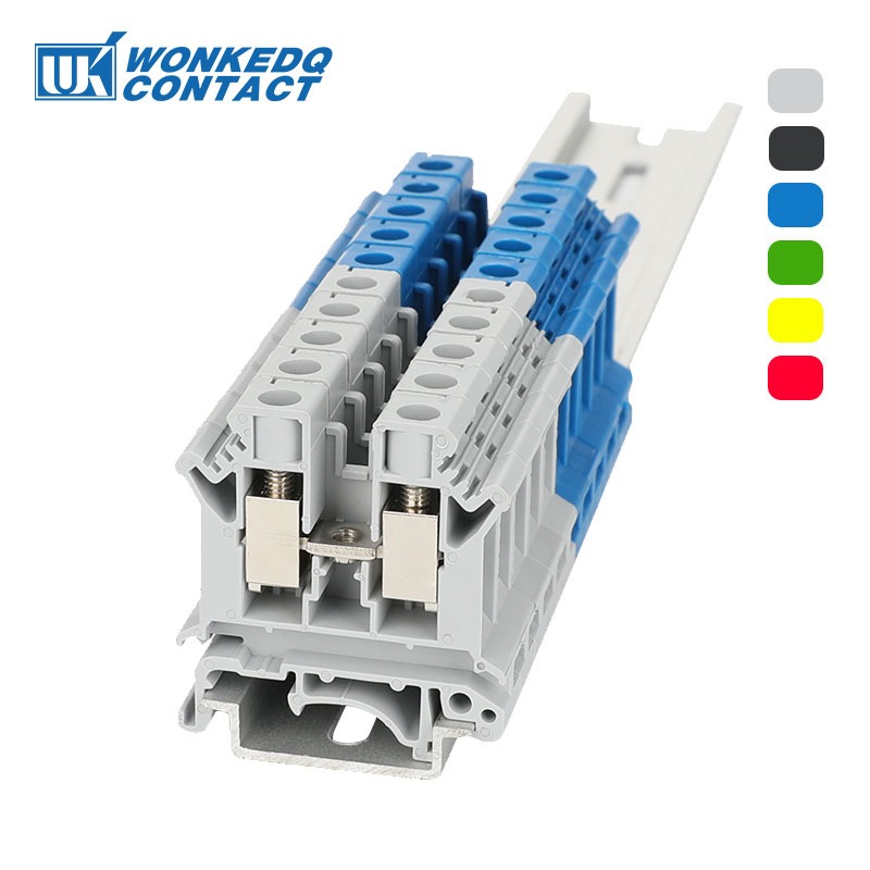 10Pcs UK 10N Din Rail Screw Terminal Block 10mm² 20-6 AWG Universal ...