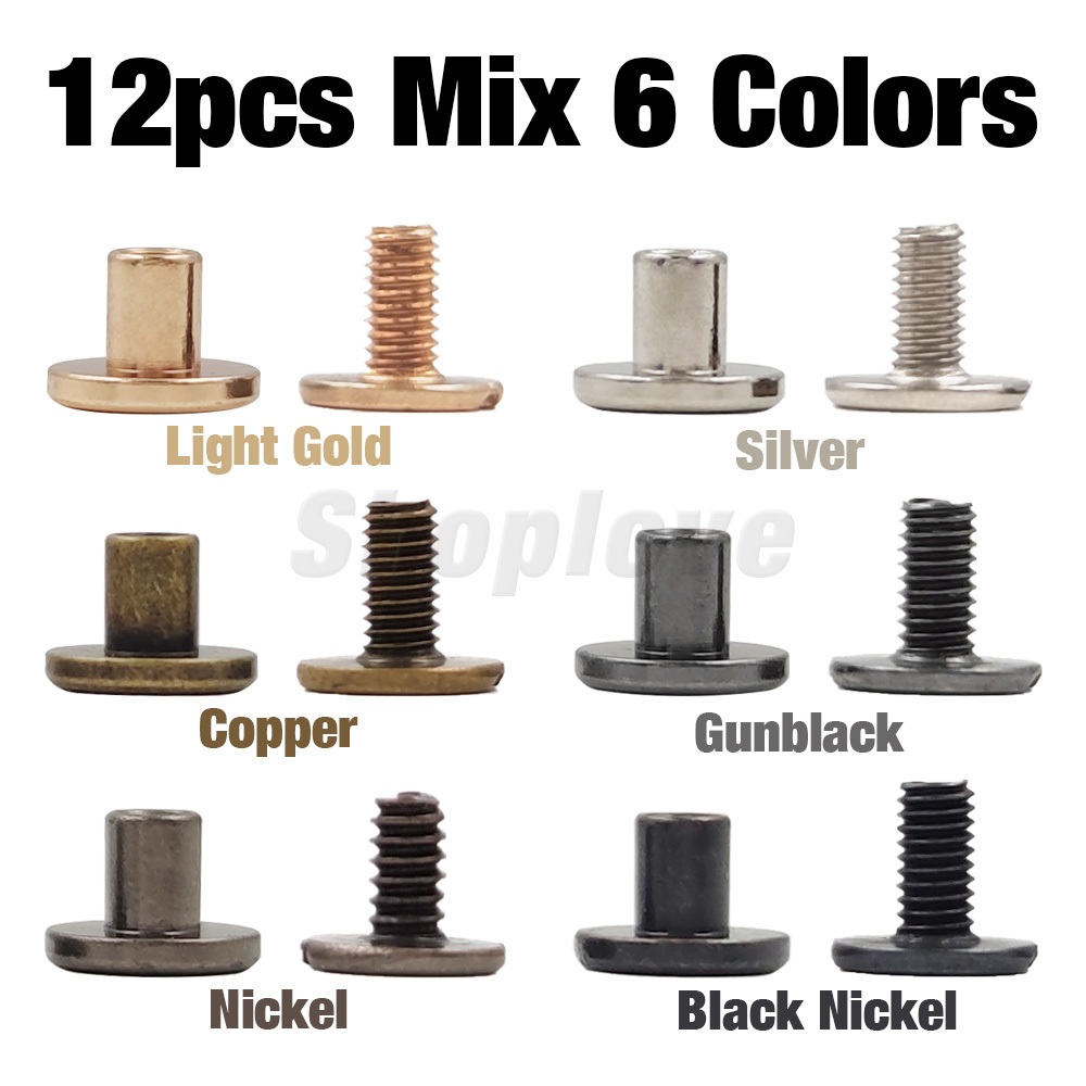 10/12Sets Metal Solid Screw Nail Rivet Double Curved Head Belt Strap ...