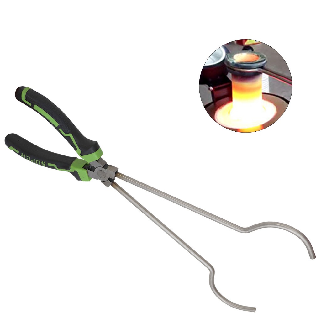 Crucible Tongs, 14-1/4" Stainless Steel Professional Grade Crucible Kit ...