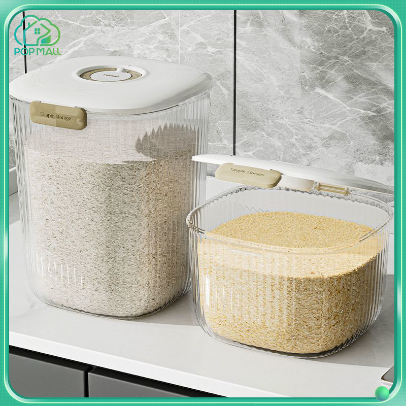 POP 5/10kg Rice Storage Rice Dispenser Food Storage Container Grain ...