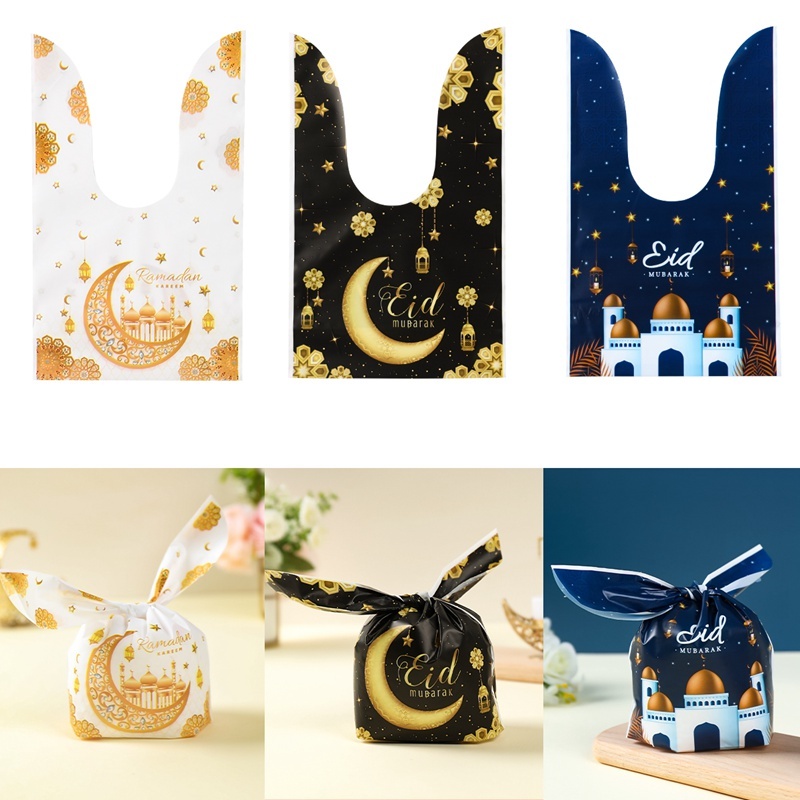 50pcs Ramadan MUBARAK Candy Bags Eid Rabbit Ear Packing Bag Eid Mubarak ...