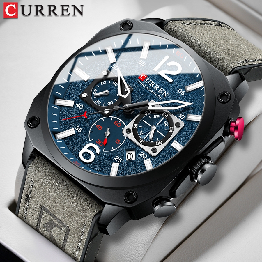 100% Original CURREN Jam Tangan Lelaki Waterproof Quartz Men Watches ...