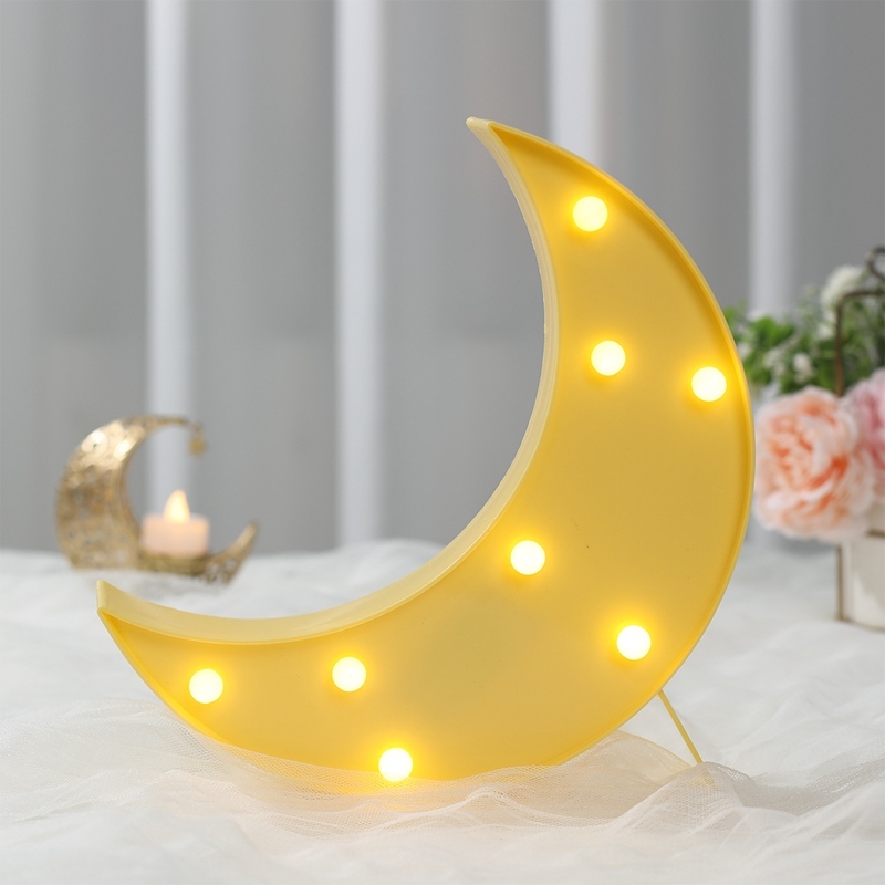 8 LED raya Moon Night Lights Ramadan Decoration Moon Shaped Marquee ...