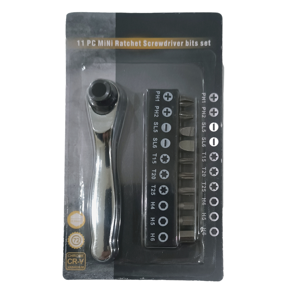 11pcs 72T 1/4 Inch Drive Mini Ratchet Wrench Screwdriver Bits Set for ...