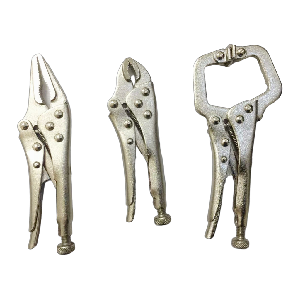 3 Pcs Mini Locking Pliers 4" Curved Jaw and 5" Long Nose and 5" C Clamp ...