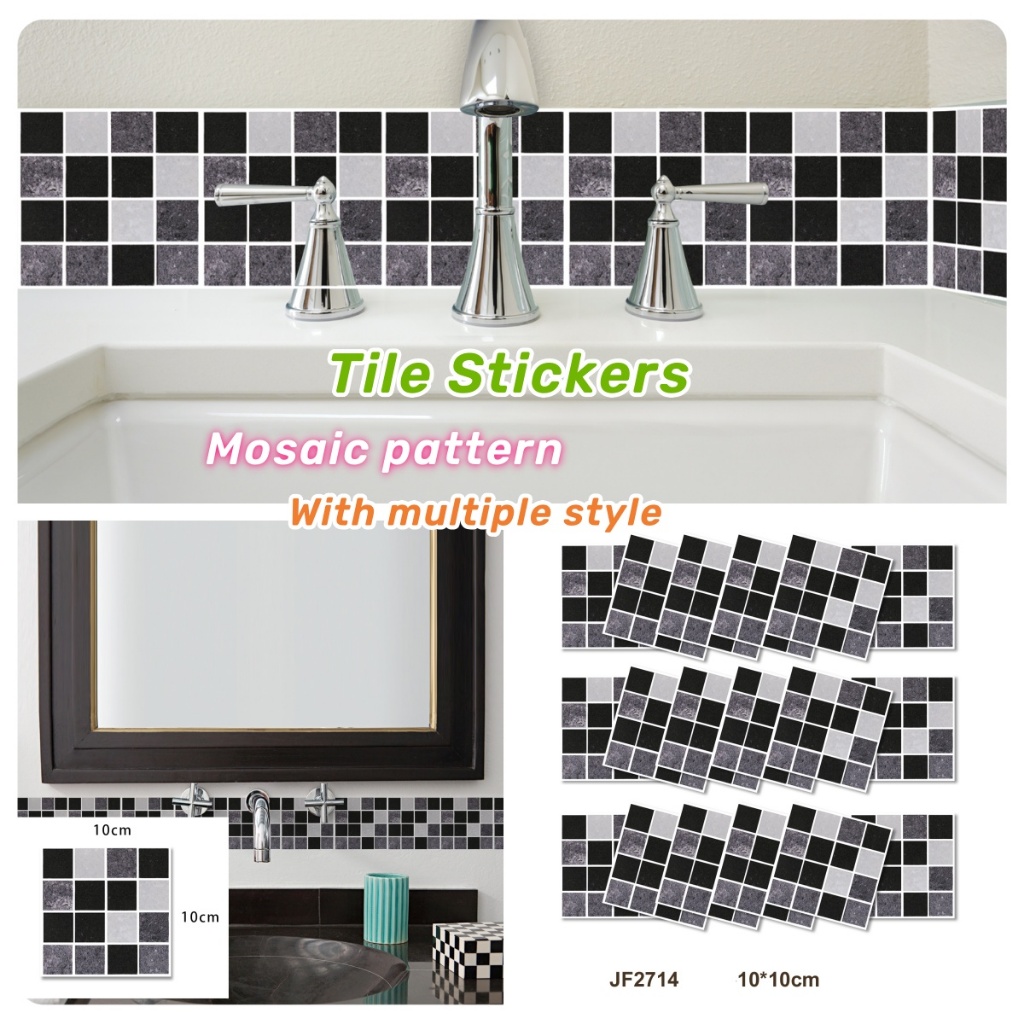 Mosaic Tile Stickers Self Adhesive PVC Wallpaper Waterproof Vinyl wall ...