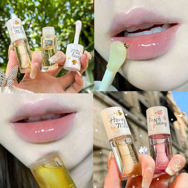 Peach Milk Honey Lip Oil Relieves Dry Moisturizing Lip Gloss Fades Lip ...
