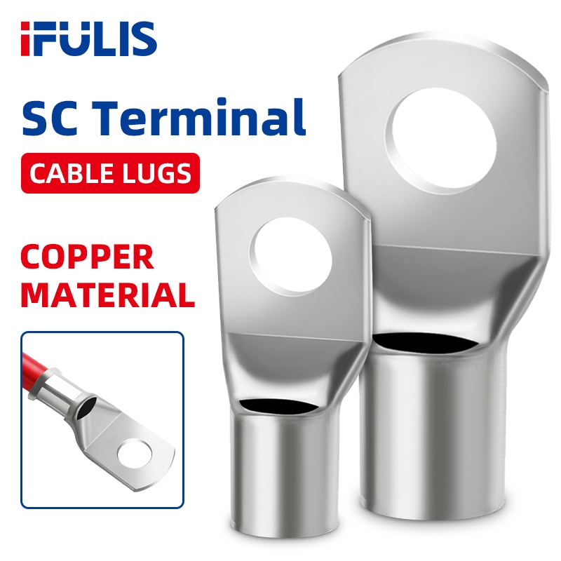SC16-6 SC25-8 SC35-8 SC1.5-95mm² Tinned Thicken Copper Lugs Ring Bolt Hole Crimp Terminal Wire ...