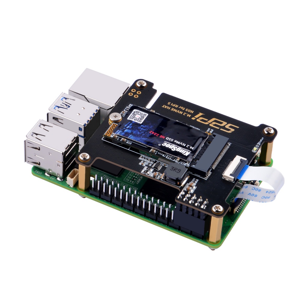 52Pi M.2 NVME HAT N05 for Raspberry Pi 5, NVME M.2 SSD(NVMe 2230, 2242 ...