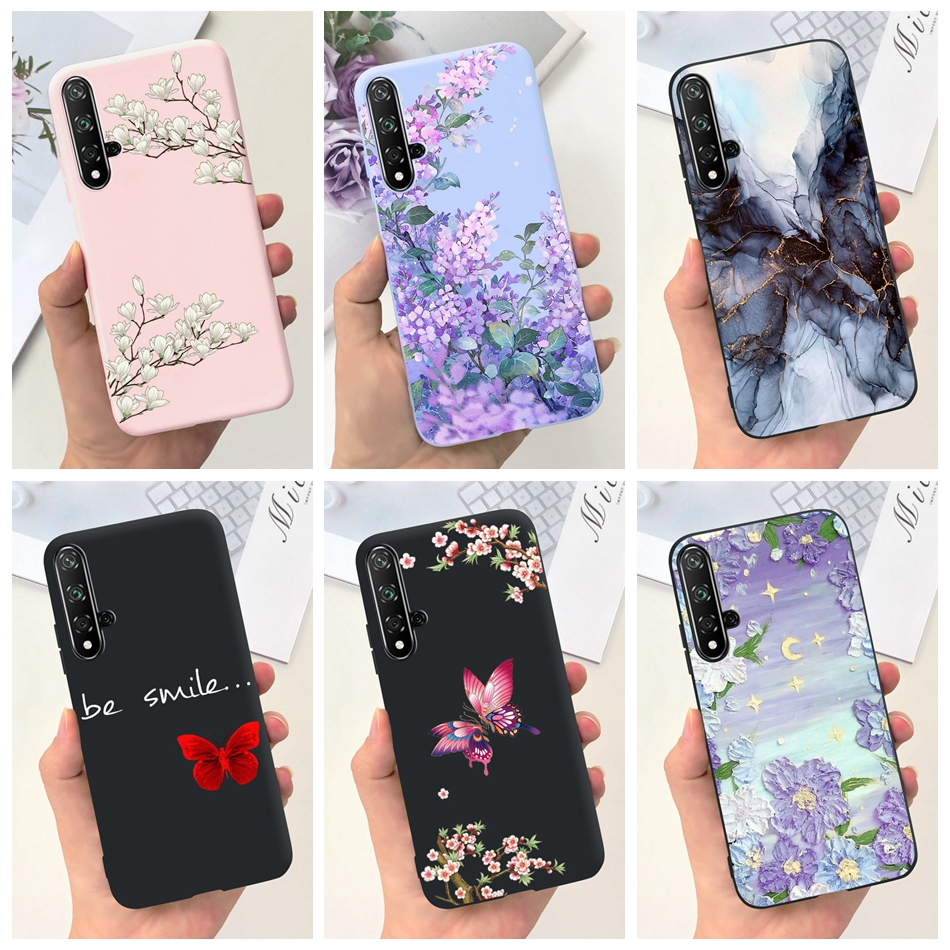 Huawei Nova 5T YAL-L21 YAL-L61 Beautiful Flower Butterfly Pattern Jelly ...