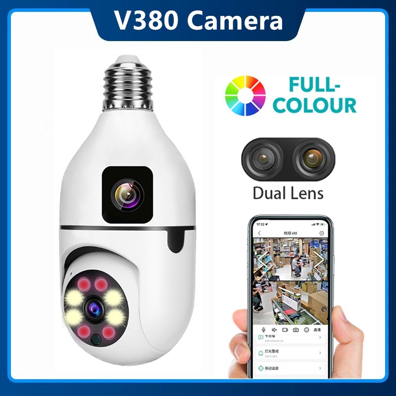 V380 Bulb Camera WiFi 2K 4MP Bulb WiFi Camera IP CCTV E27 Socket Light Bulb Dual Lens Wireless ...