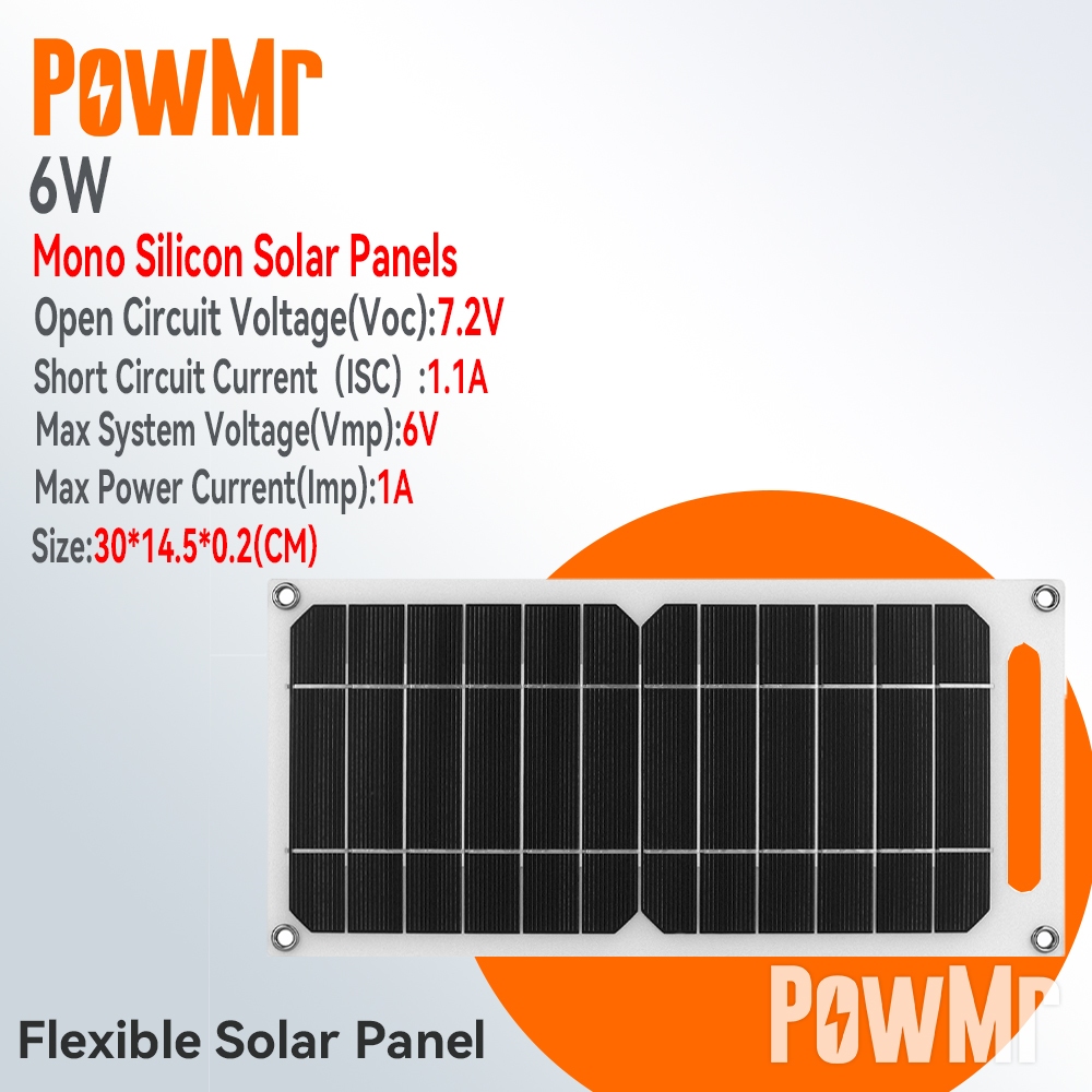 【Local Delivery】PowMr 6W Solar Panel Flexible Monocrystalline Solar ...