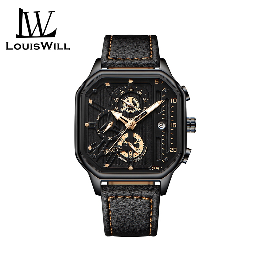 LouisWill Men’s Watches Casuals Fashion Watch Quartz Watches Business ...