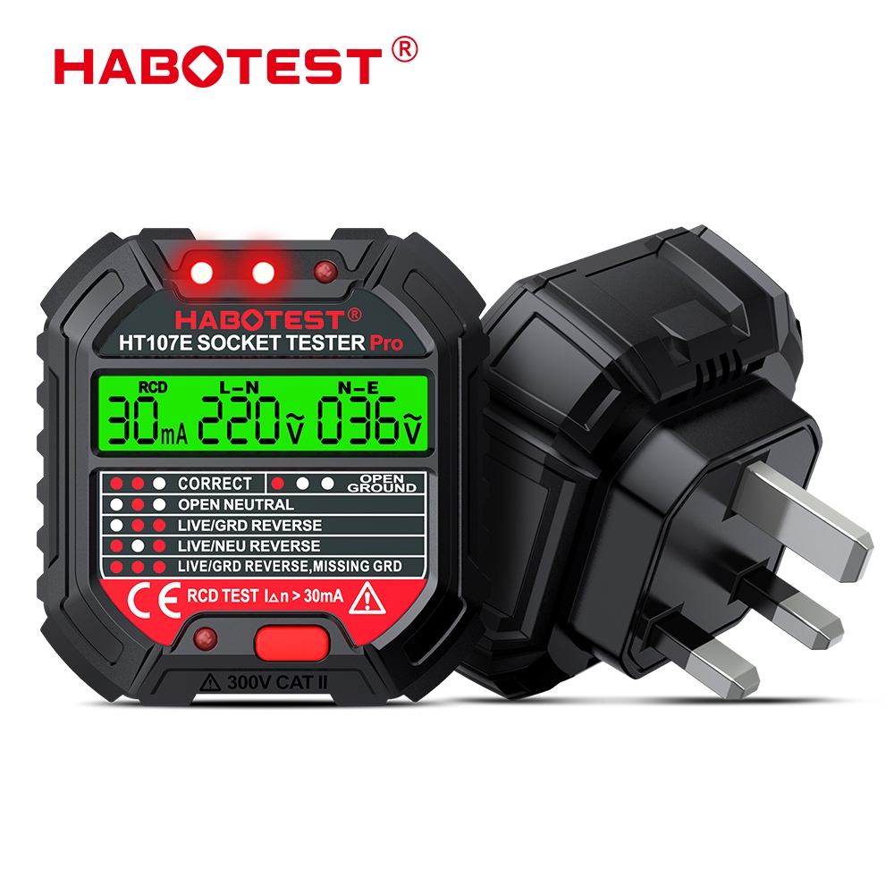 HABOTEST HT107 GFCI Socket Tester Electric Leakage Finder With Voltage ...