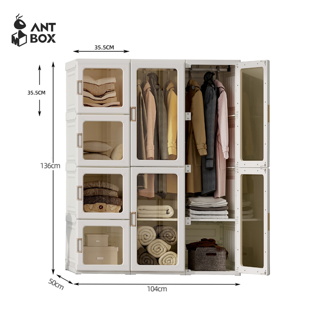 ANTBOX Portable Wardrobe 衣橱卧室 Almari Baju Plastik Kukuh 6-15Cubes 1 ...