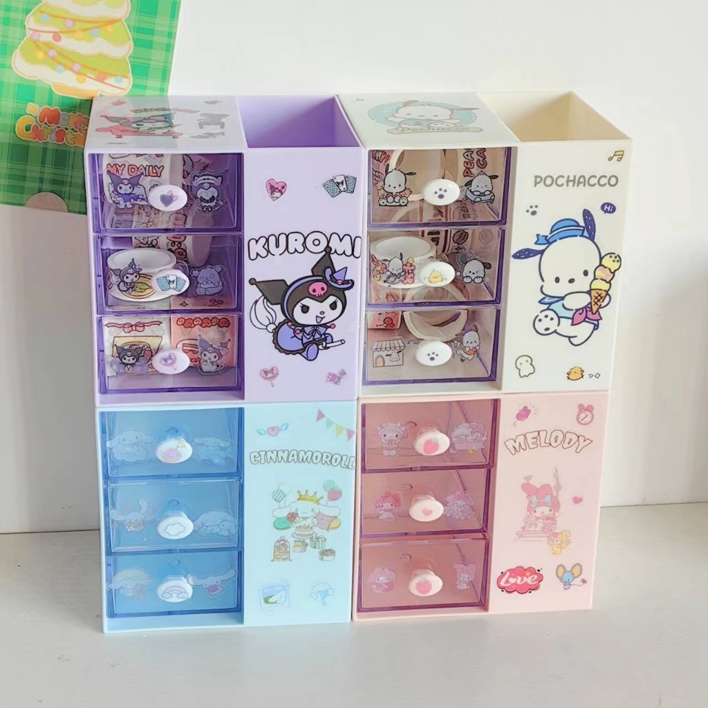 Kawaii Storage Box Girls Bedroom Desktop Drawer Compartment Organizer ...
