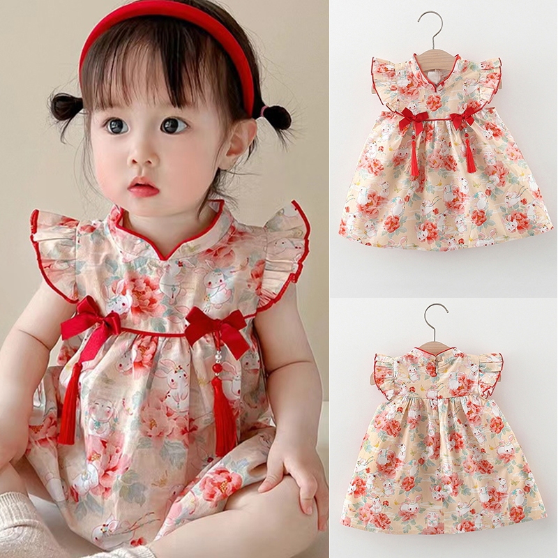 CNY-New Year Clothes Newborn Baby Jumpsuit Girl Chinese Cheongsam ...