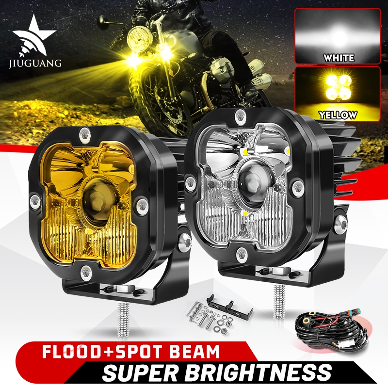 JIUGUANG Laser Light Motorcycle LED Lights High/Low White Yellow LED ...