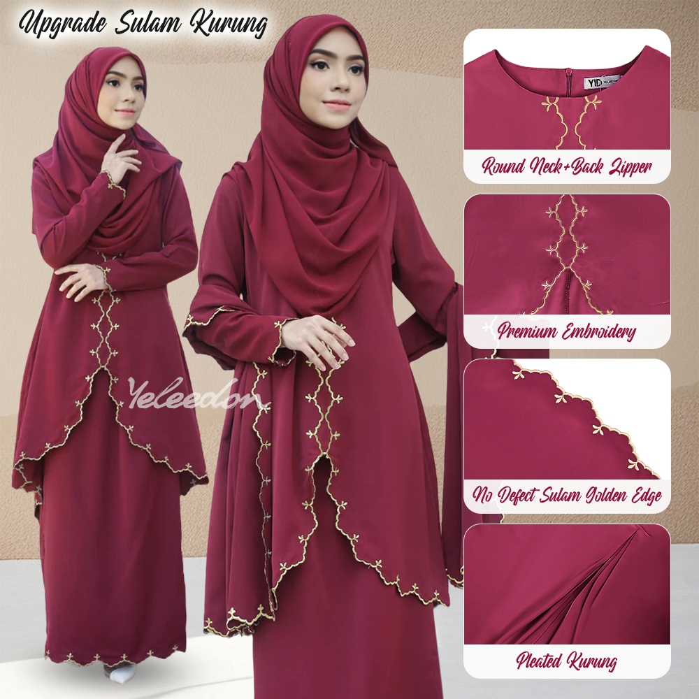 Yeleedon Baju Kebarung Labuh Modern Nikah/Tunang Kebaya Batik Sulam ...