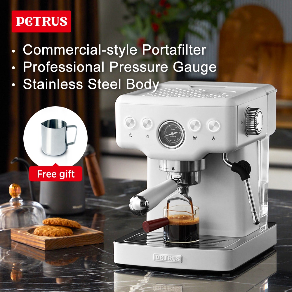Petrus Coffee Maker Espresso Coffee Machine 15 Bar Metal Body Stainless ...