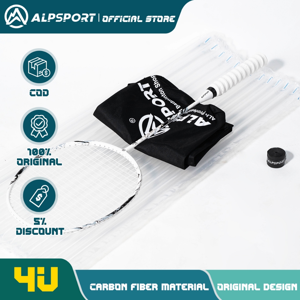 ALPSPORT New SS 100% Full Carbon Fiber Pro Racket Badminton Original ...