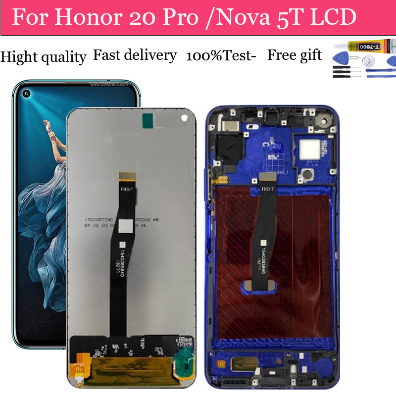 original AMOLED For HUAWEI Nova 5T HONOR 20/HONOR 20 PRO LCD Touch Screen Replacement With Frame ...