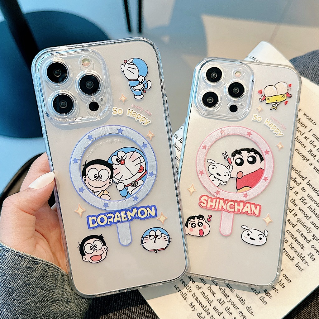 For iPhone 16 Magnetic Case Doraemon Crayon Shin-chan For Apple ip 15 ...