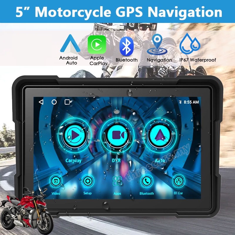 5inch Motorcycle GPS Navigation IP67 Waterproof Carplay Screen Display ...