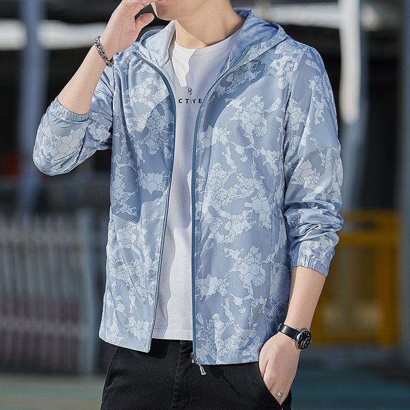 Men Summer Sun Protection Jackets Windbreaker Upf50+ Hooded Camouflage ...