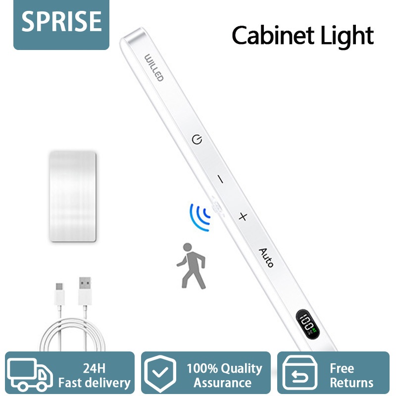 SPRISE Rechargeable Lights Under Cabinet 60 LED Touch Light Bar Motion ...