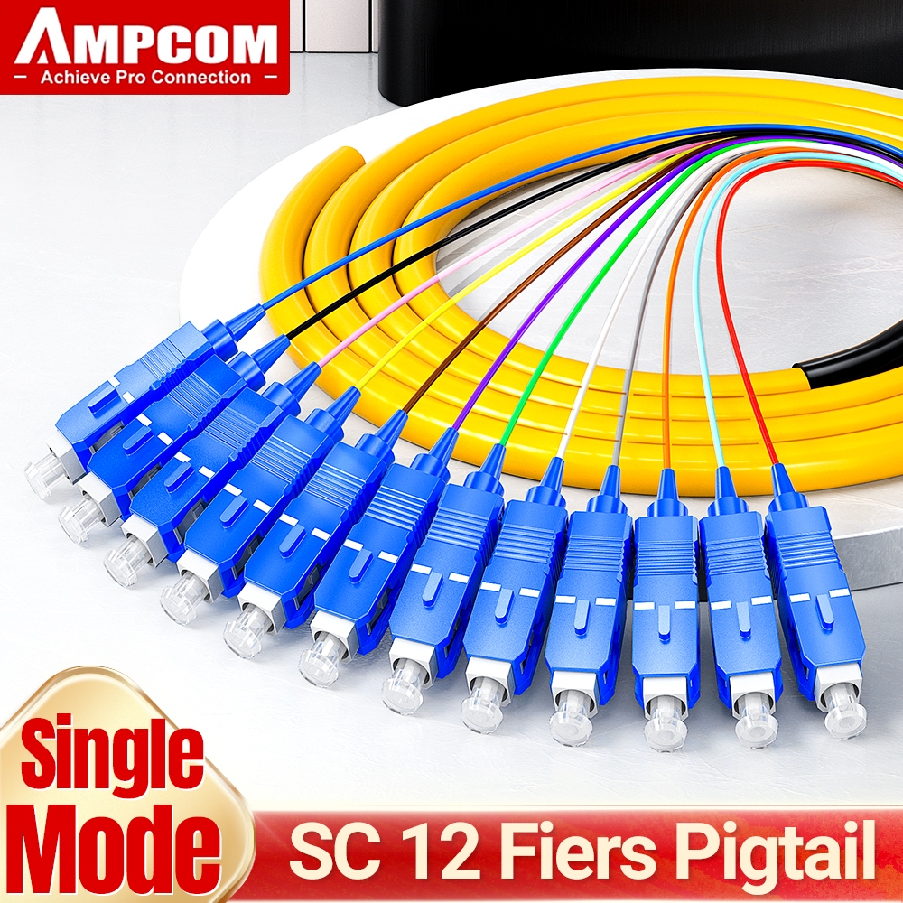 AMPCOM Professional Grade 12-Core Single Mode SC Ribbon Fiber Optic ...