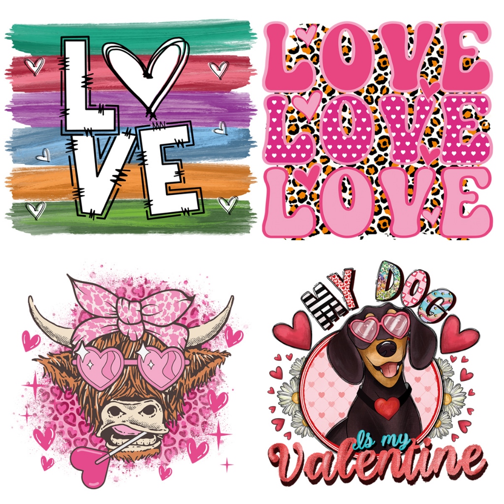 Letters Animals Thermal Sticker On Clothes Love Stripes Heat Press ...