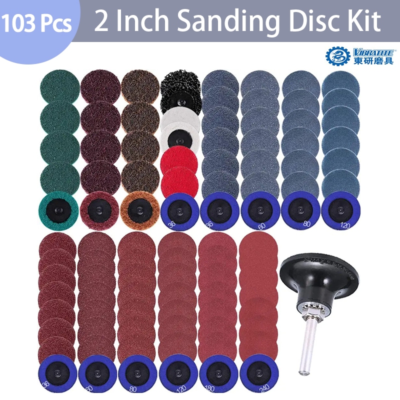 103 Pcs Sanding Discs Set 2 Inches Quick Change Disc with 1/4 inch Tray ...