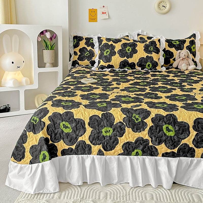 11 Color Black Flower Bedsheet Korean Princess Style Lace Bed Cover