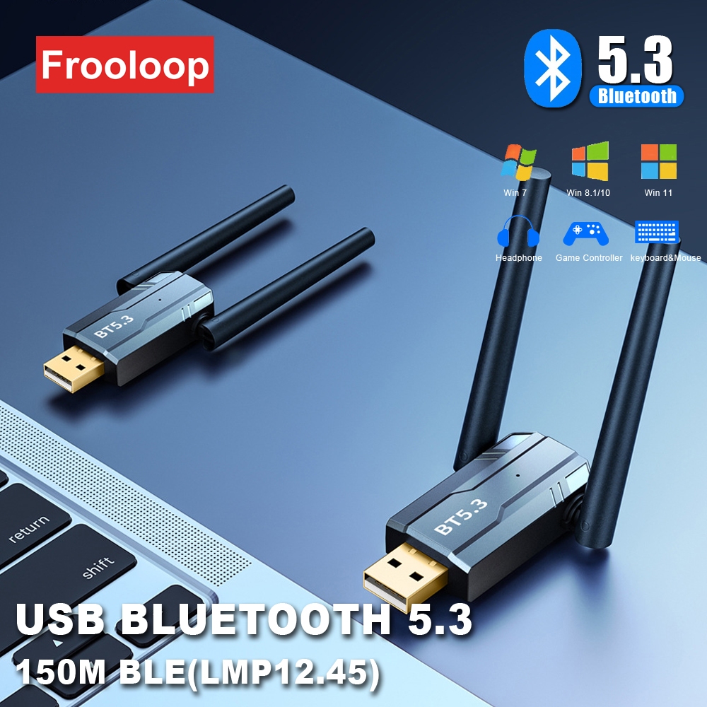 Dual Antenna USB Bluetooth 5.3 Adapter EDR BLE Dongle Wireless Audio Receiver Transmitter 150 ...