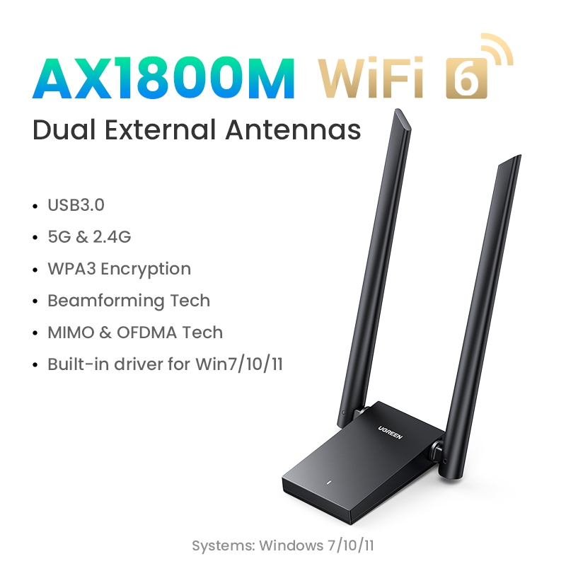 UGREEN AX1800 WiFi Adapter WiFi6 USB3.0 5G&2.4G Dual-band USB WiFi for ...