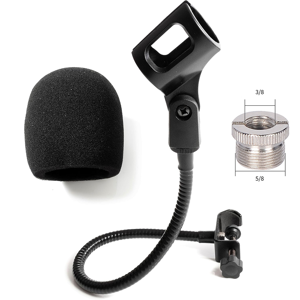 Low Profile Boom Arm Desk Mic Stand with Flexible Gooseneck and Clamp ...