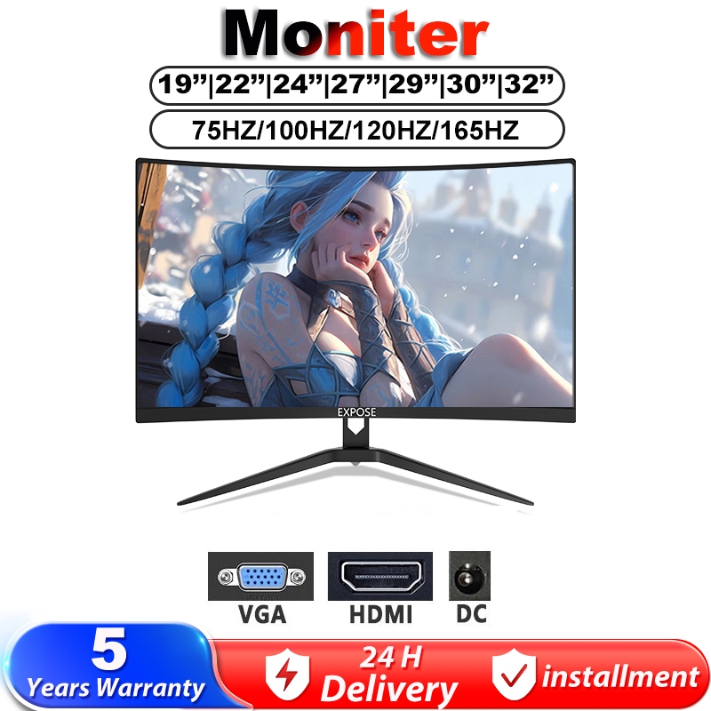 Monitor 27 Inch 165HZ Curve 24 Inch PC Computer Flat Moniter 32 Inch ...