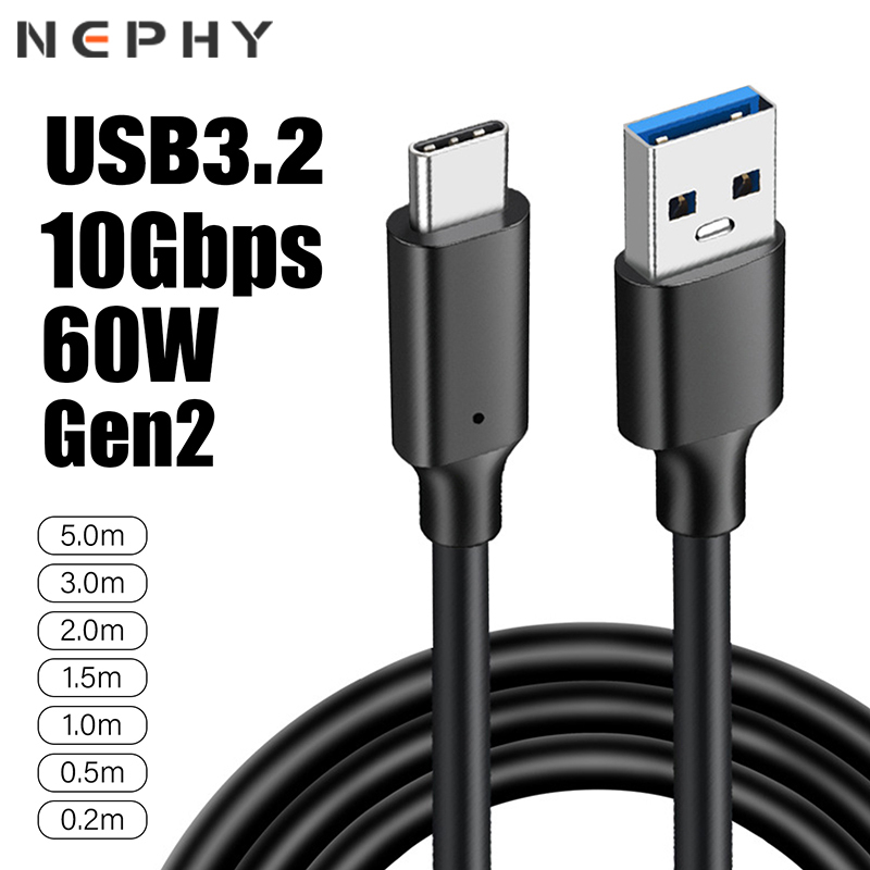 USB 3.2 Gen2 10Gbps USB to Type C Cable For Cell Phone Laptop SSD Hard ...