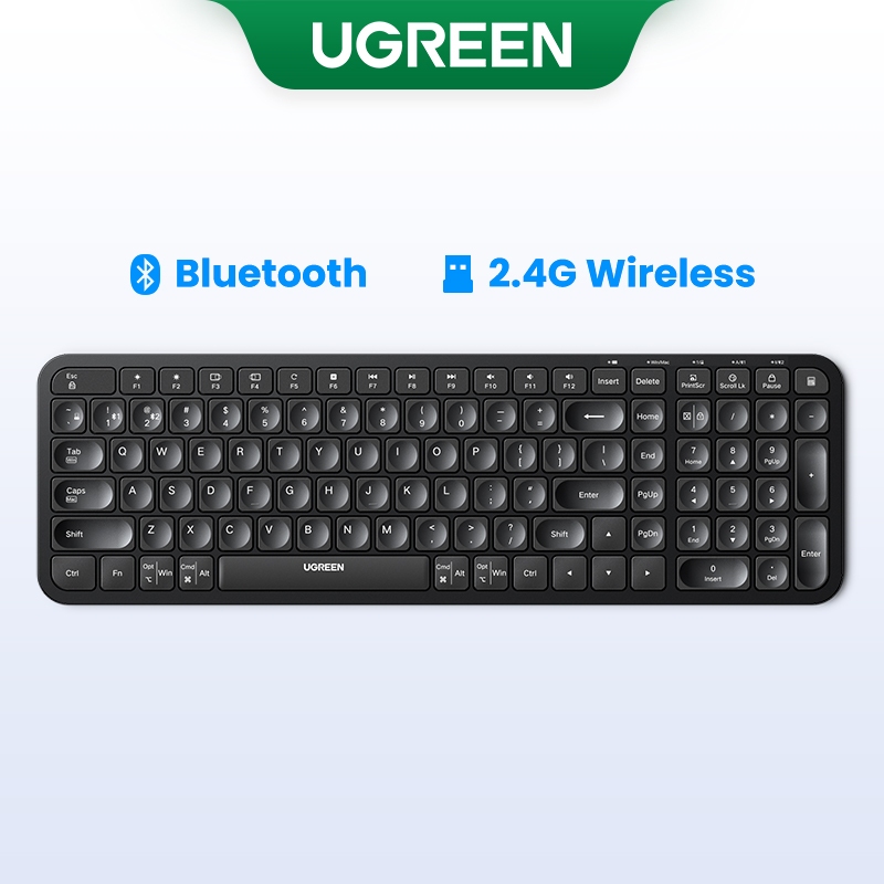 UGREEN Keyboard Wireless Bluetooth & 2.4GHz English Keycaps for Laptop MacBook iPad PC Tablet ...