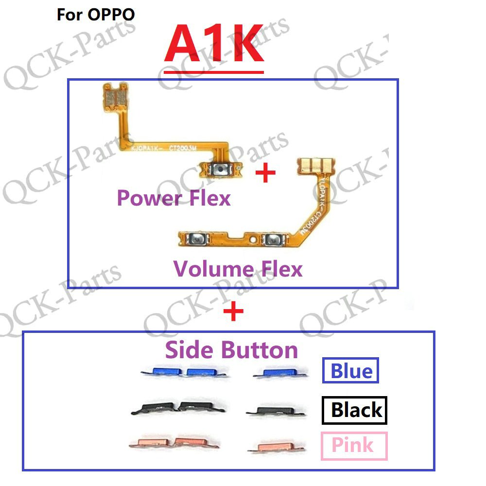 For OPPO A1K New Switch Key Power On Off and Volume up down Side Button ...