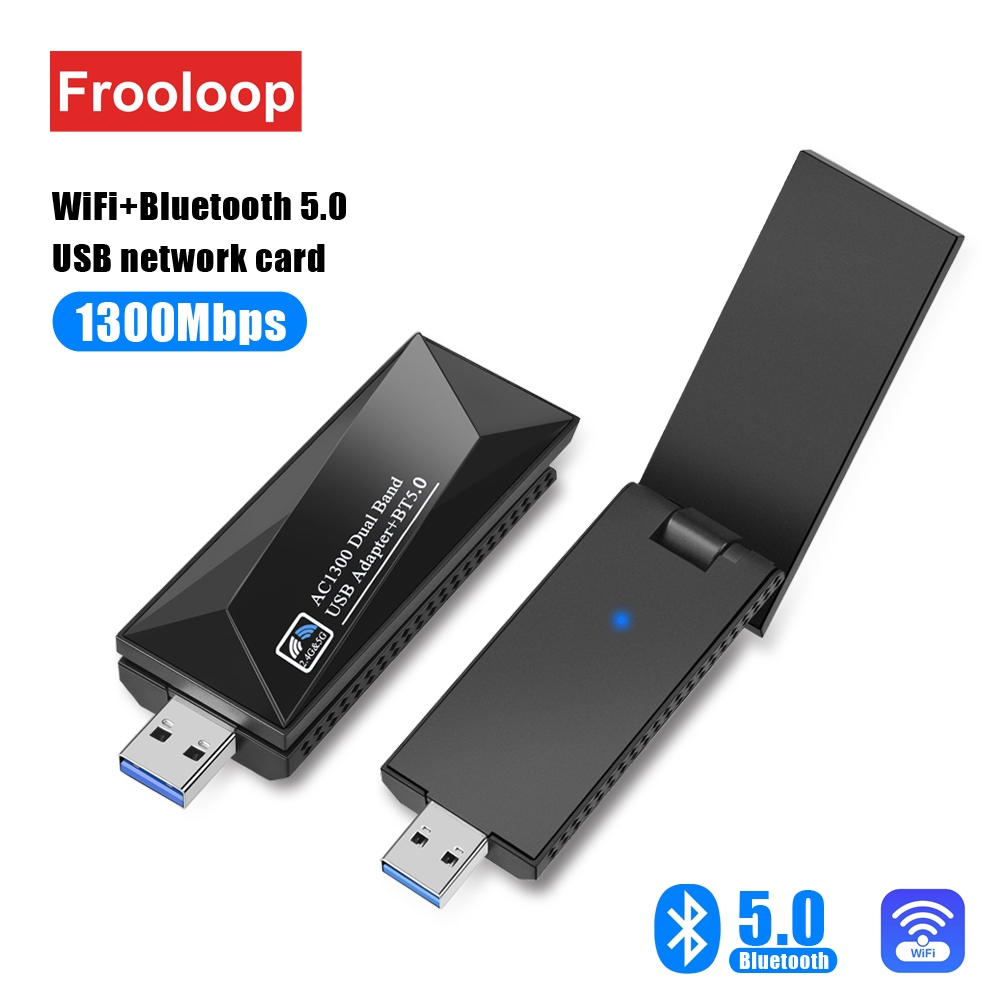 1300Mbps USB 3.0 Wireless Network Card Bluetooth 5.0 2.4G 5G Dual Band ...