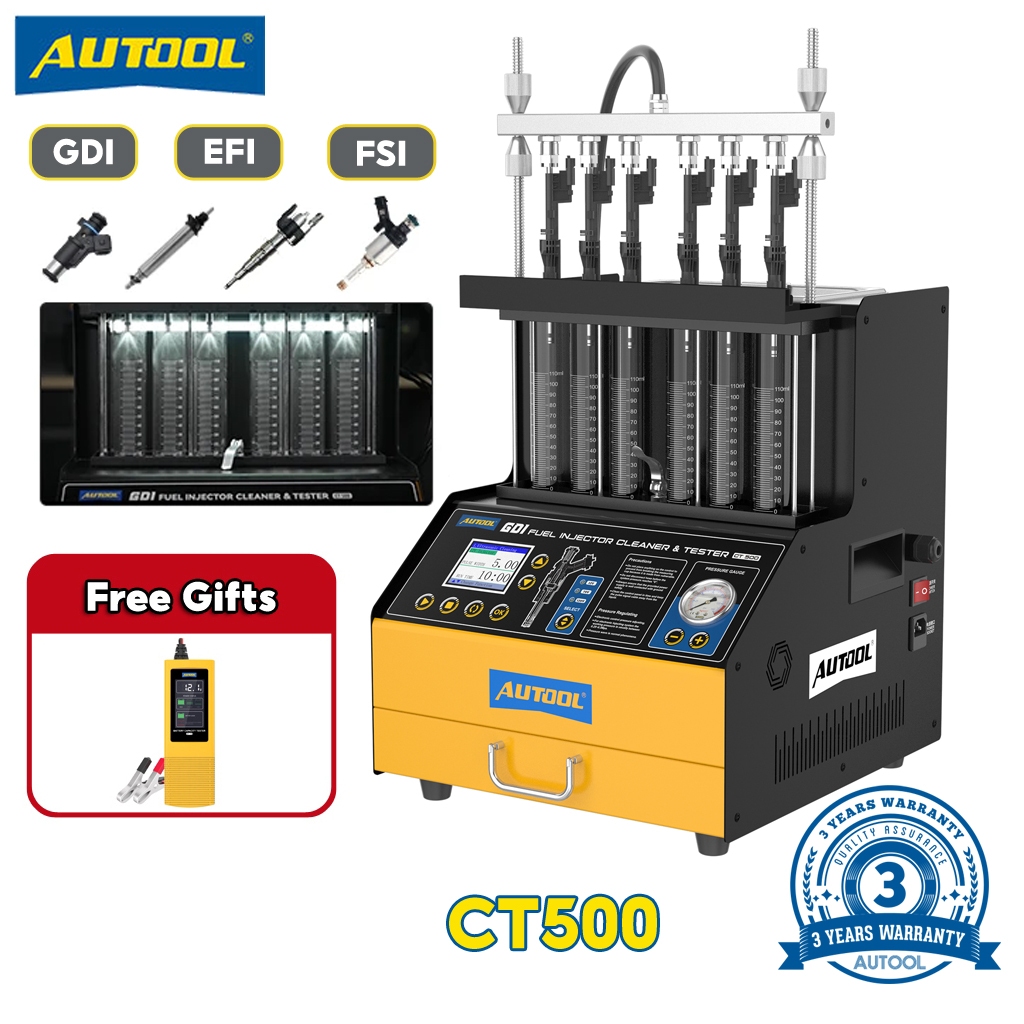 AUTOOL CT500 GDI EFI FEI Fuel Injector Cleaner & Tester Machine 6 ...