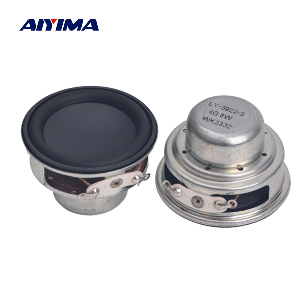 AIYIMA 2 Pcs 1.5 Inch 4 Ohms 8W Speakers Round Rubber Edge Full Range Waterproof Bluetooth ...