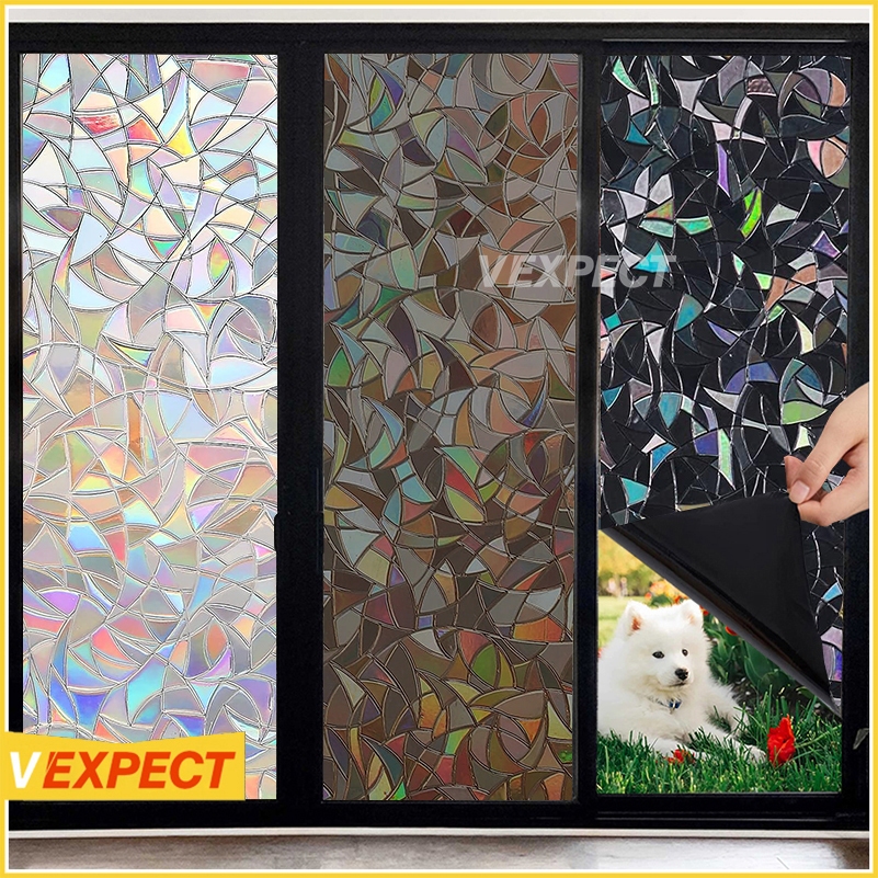 Window Privacy Film Sticker Rainbow Static Cling Stained Glass Window ...