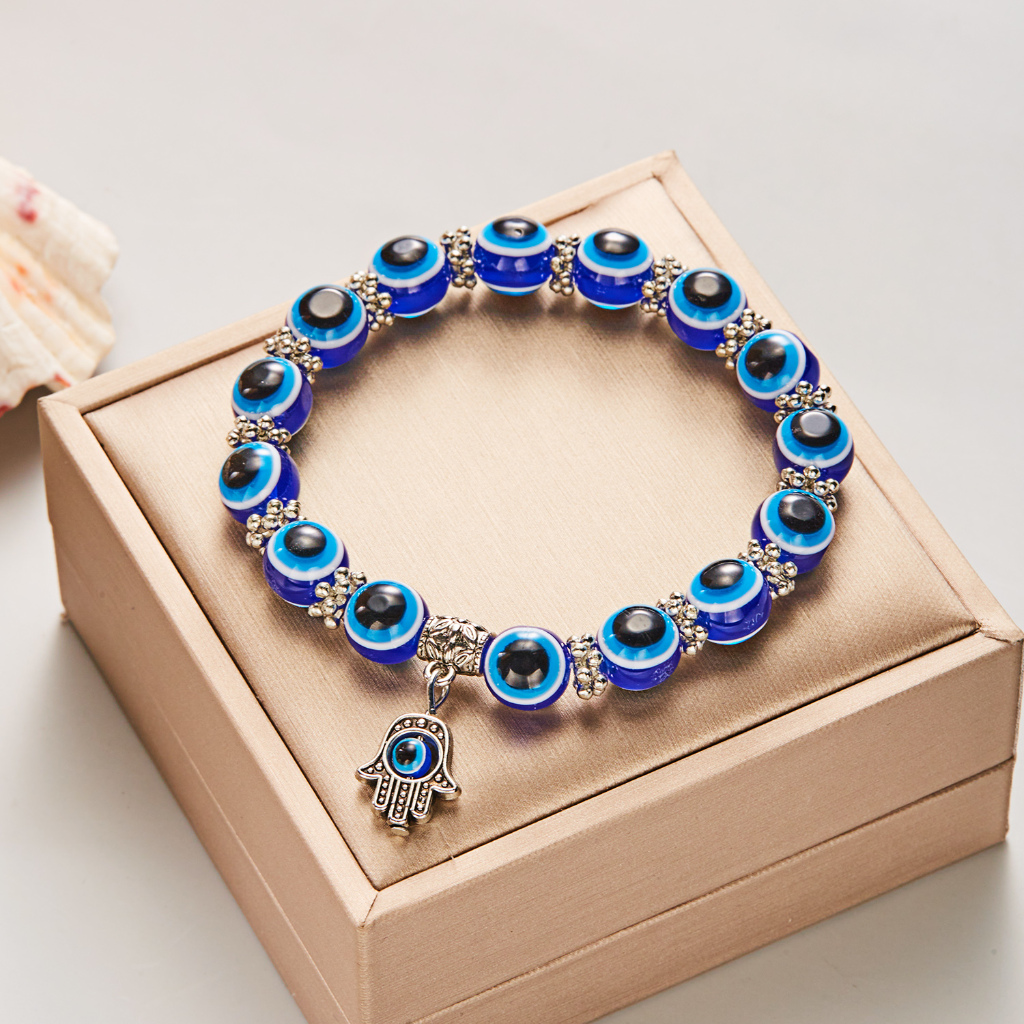 10mm Blessing Evil Eye Bracelet for Women Lucky Blue Devil's Eye Bead ...