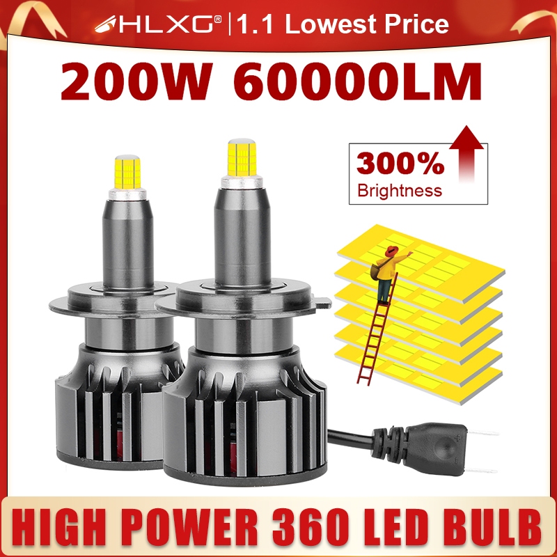 【Super Bright】360° H7 LED H4 H11 2pcs Car Headlight Bulb HB3 HB4 9012 HIR2 H1 Bi LED Projector ...