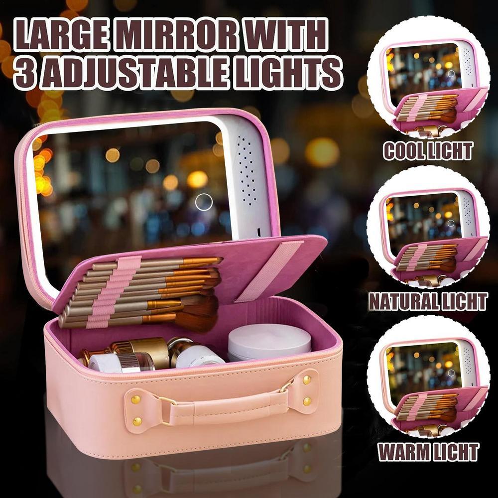 Lighted Cosmetic Case With Mirror LED Portable Cosmetic Bag | Shopee ...